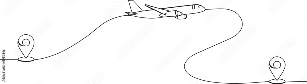 continuous single line drawing of air travel concept with passenger ...