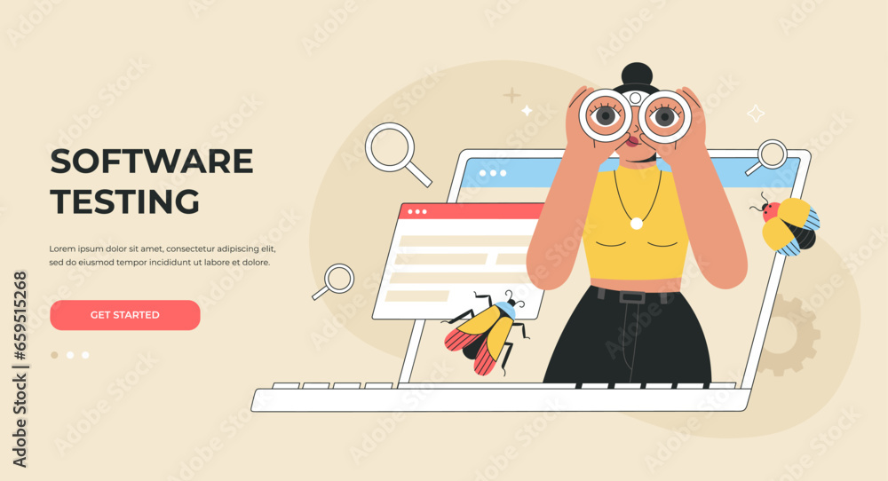 Software Testing Concept Application Development Coding And Bugs Searching Digital Analysis