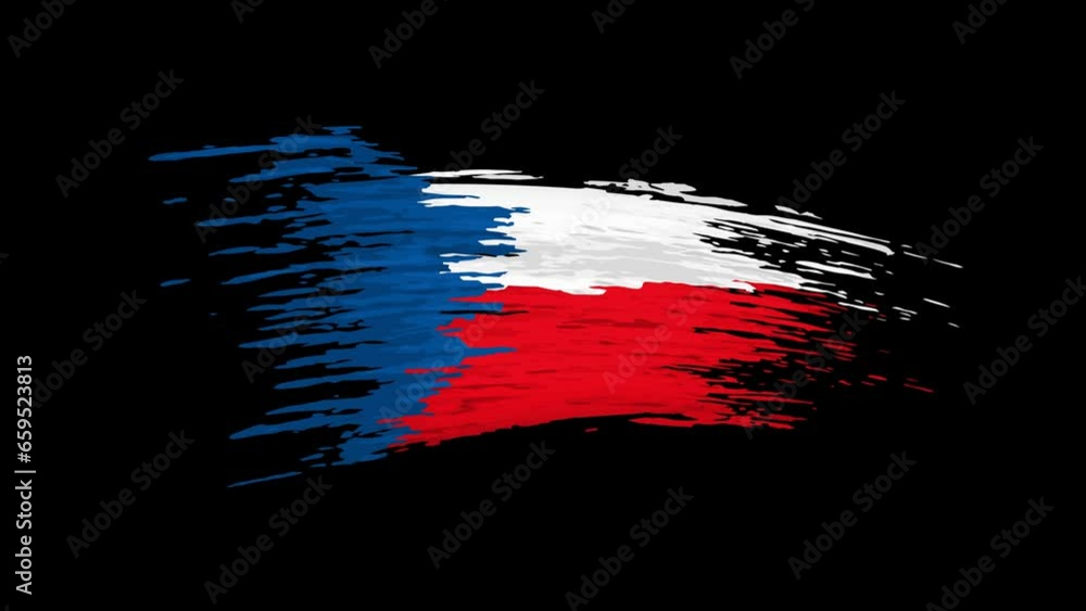 Czech Republic flag animation. Brush painted czechia flag, transparent ...