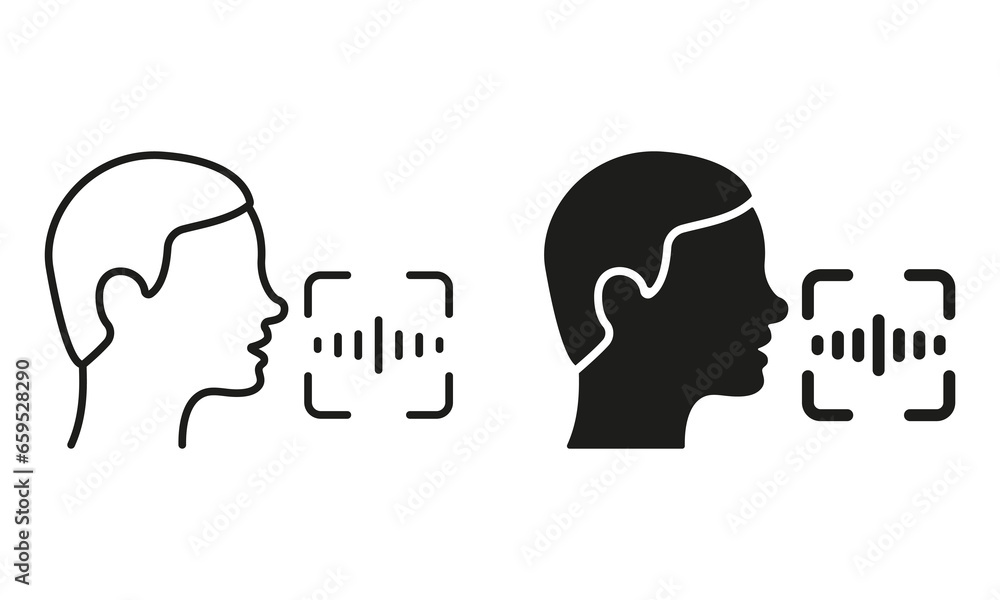 Vetor de Identification by Voice Pictogram. Voice Assistant. Speak for ...