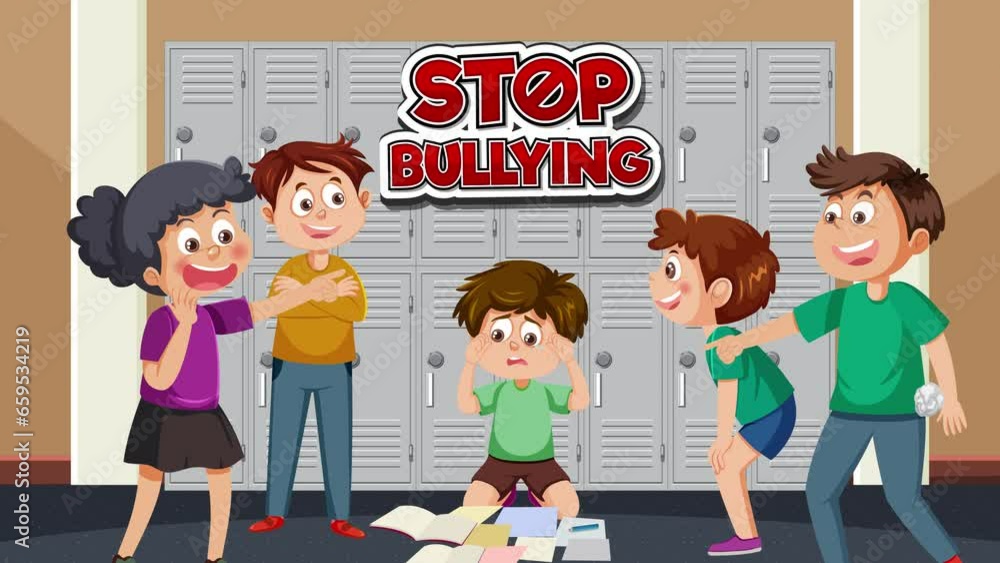 Animation of a boy being bullied in a school locker room, featuring a ...