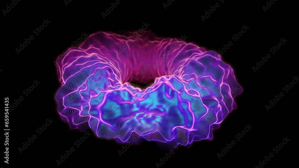 Three-dimensional rotating luminous torus with wavy surface on black ...