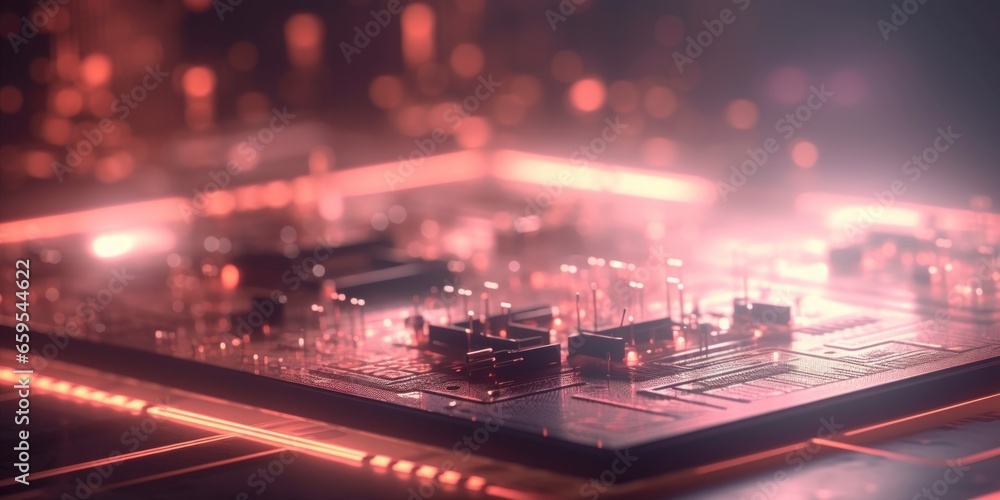 electronic computer circuit board, Microchip with glow lights ...
