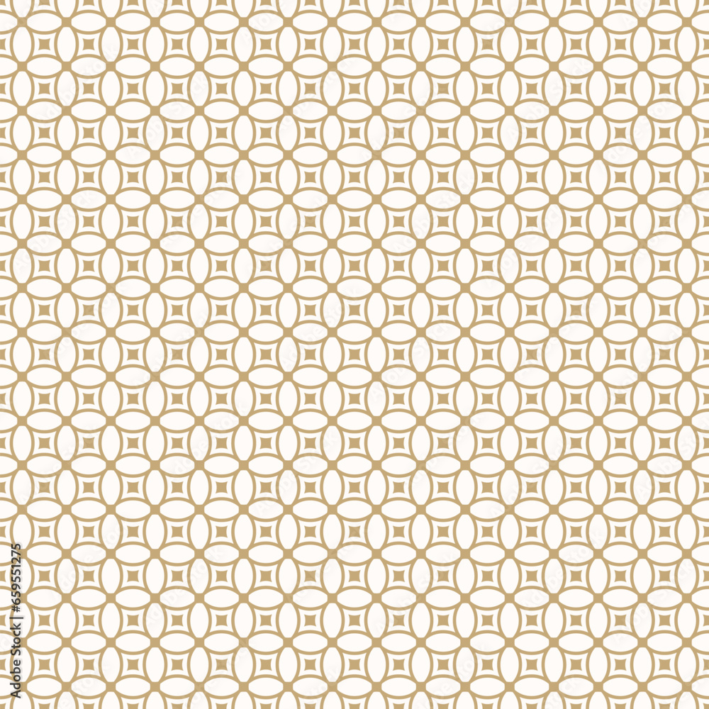 Golden vector geometric seamless pattern with rounded grid, mesh ...