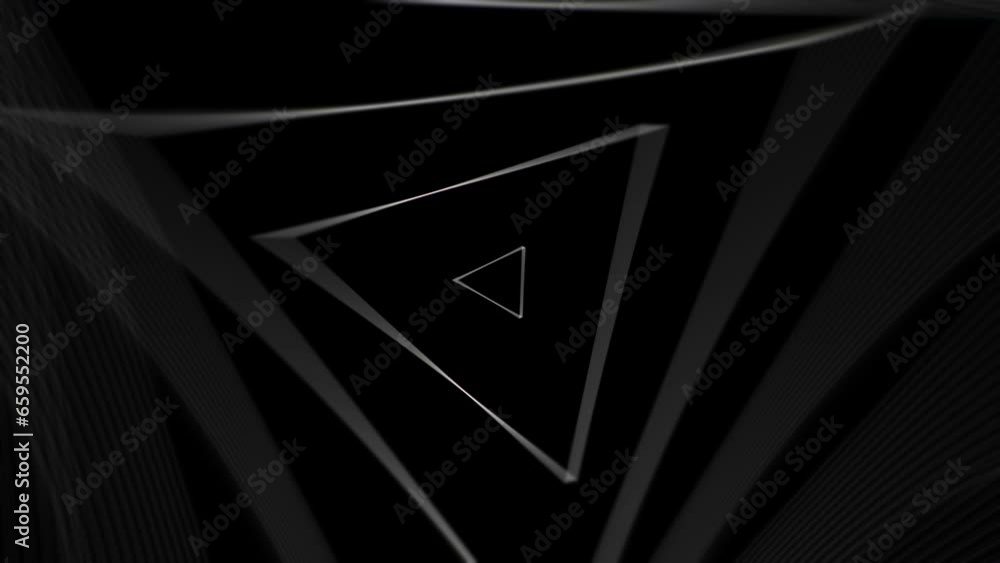 Continuous black and white triangle tunnel loop with depth of field ...