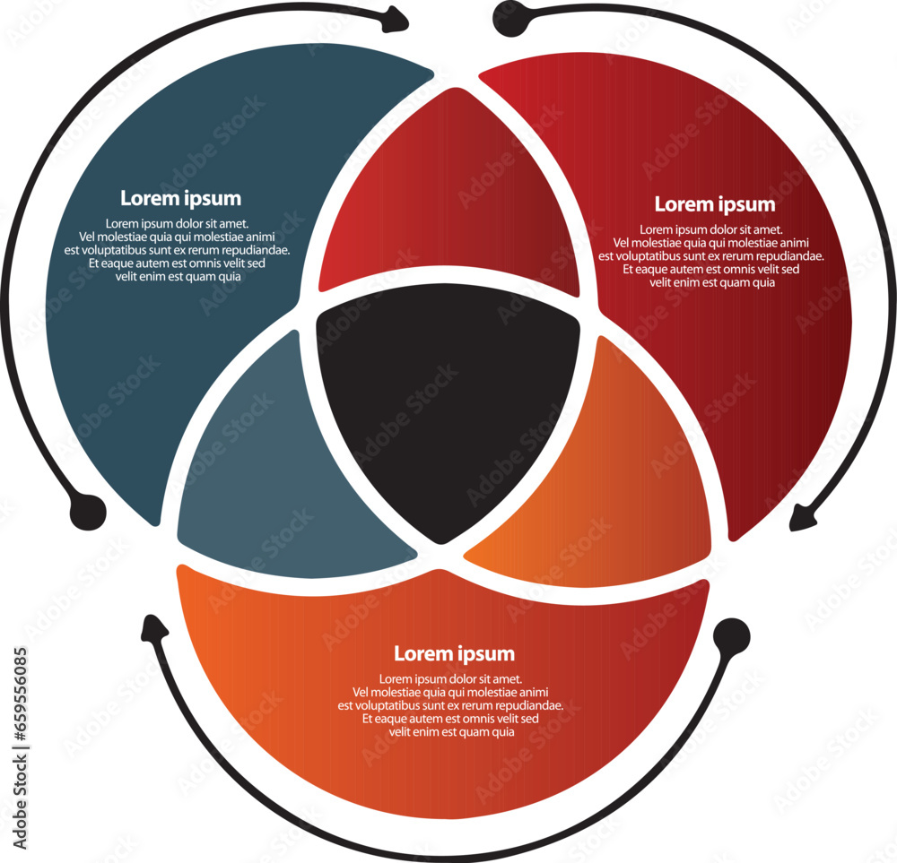 Venn diagram infographic templates for presentations, advertising ...