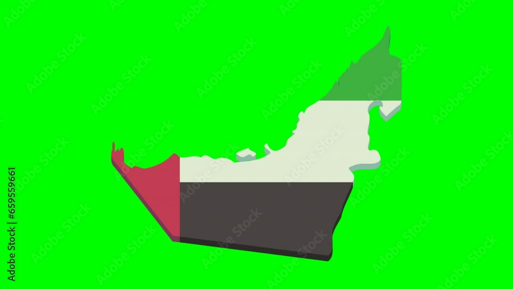 Animation of appearance and disappearance of the 3D map of United Arab ...