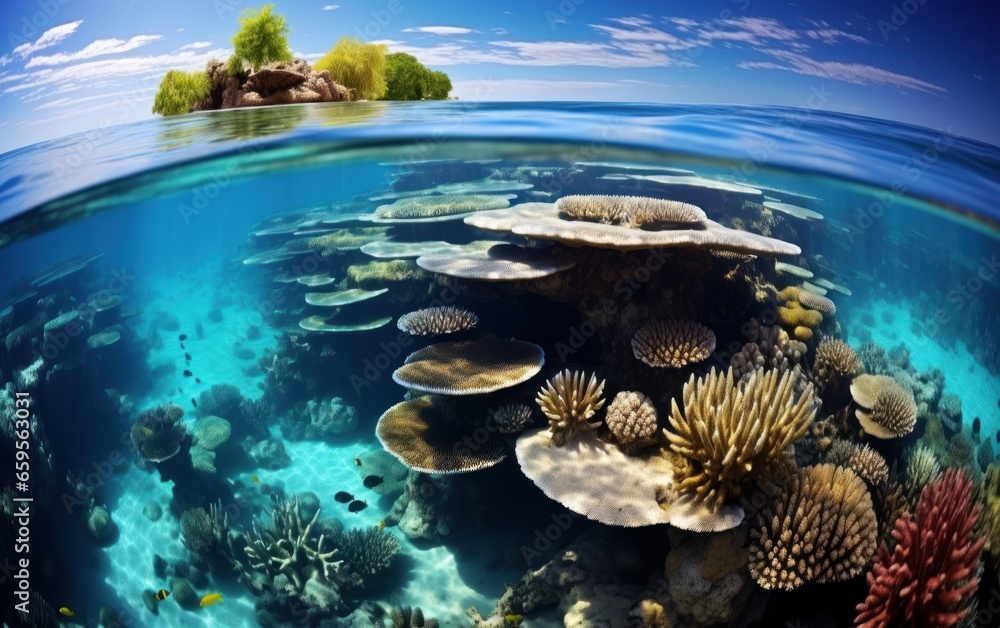 The Australian Great Barrier Reef from above, showcasing a mosaic of ...