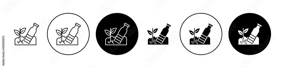 Soil Pollution Symbol Set. Desertification Icon in Black Filled and ...