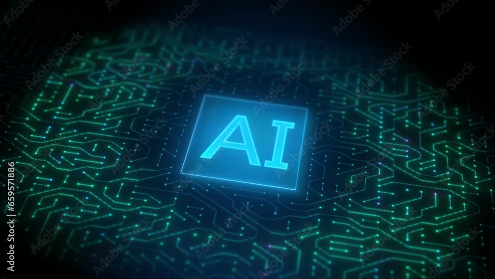 Futuristic High-Tech Visualization: CPU Processor Microchip Initiates ...