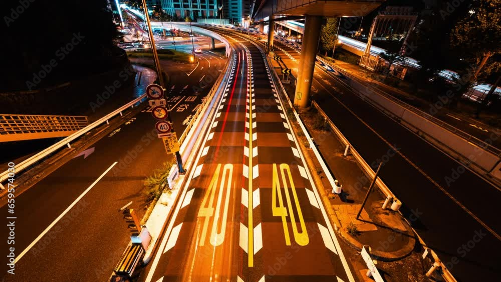 Long Exposure Timelapse of fast moving car traffic transportation on ...