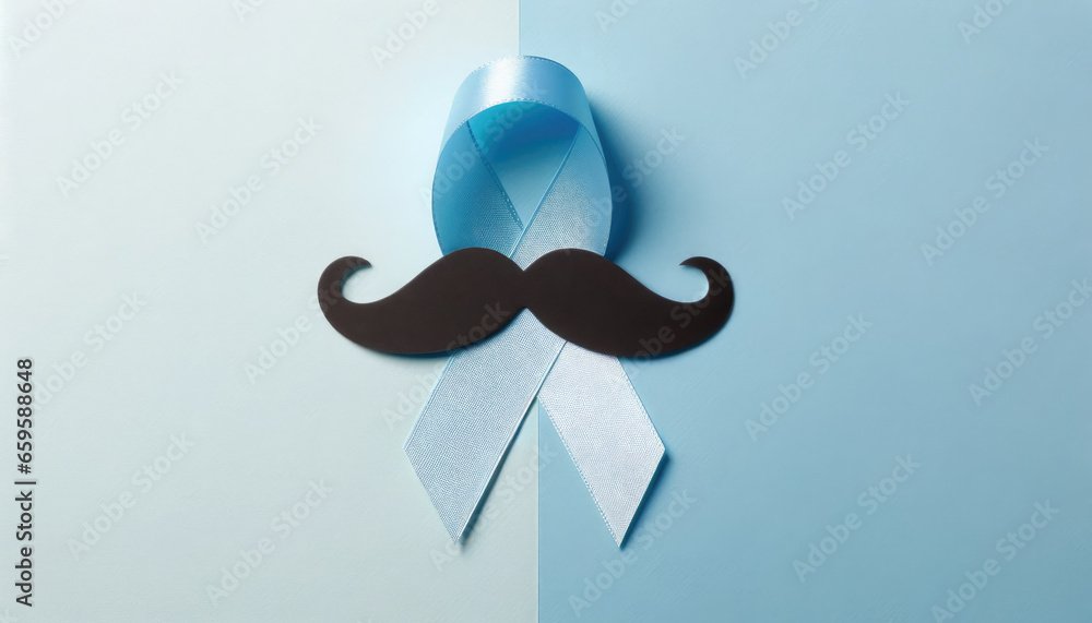 Blue ribbon on solid background with copy space. Movember campaign ...
