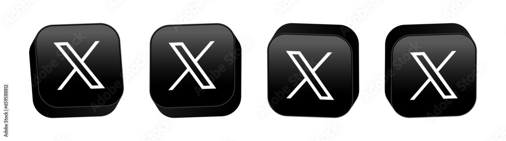 3d twitter x logo or icon set. x twitter background banner , 3d ...
