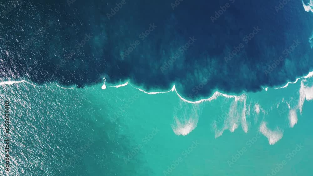 Boundary zone in the Atlantic Ocean. Aerial view of the dividing line ...