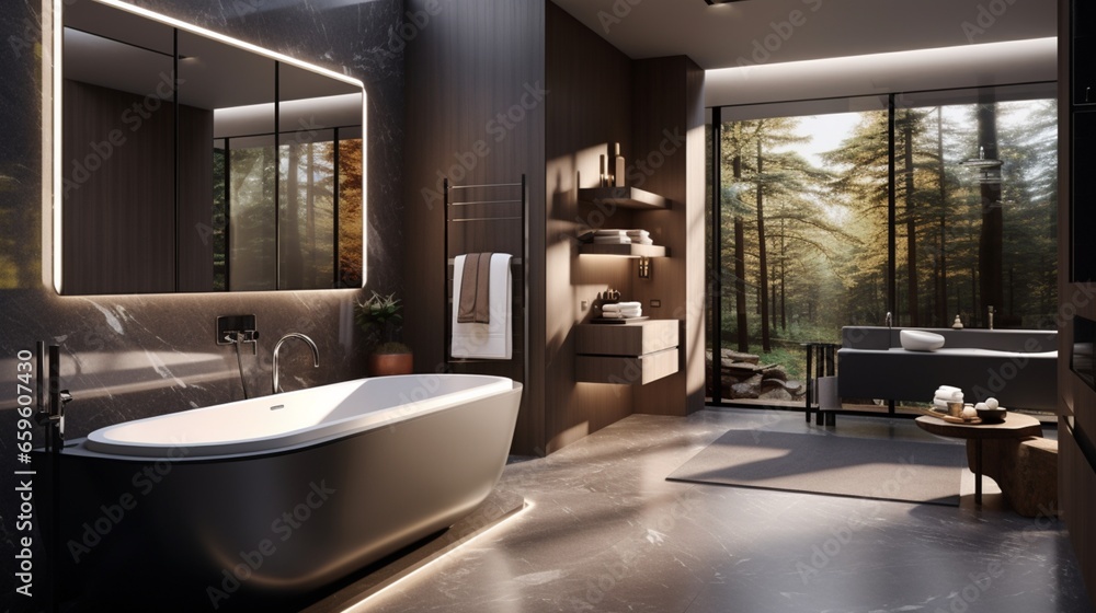 Embrace the future in a high-tech bathroom featuring a built-in TV ...