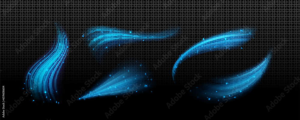 Set of cool air flow effects isolated on transparent background. Vector ...