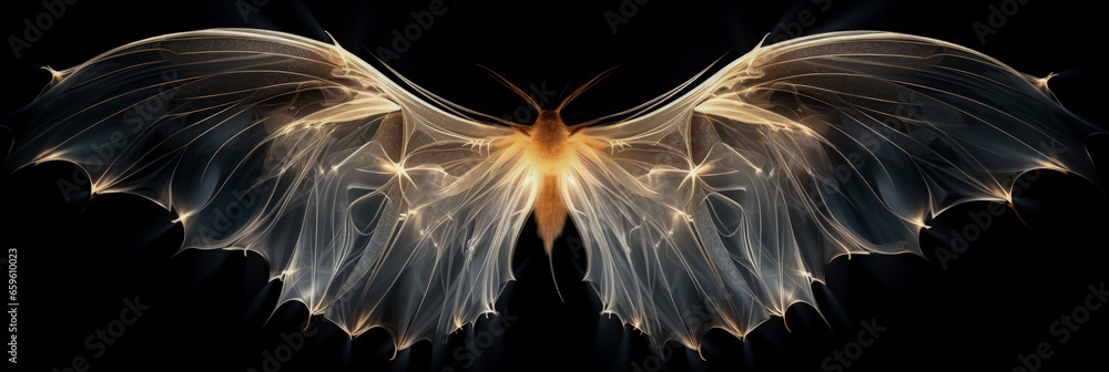 Bats wing and skeletal structure X-ray image isolated on a gradient ...