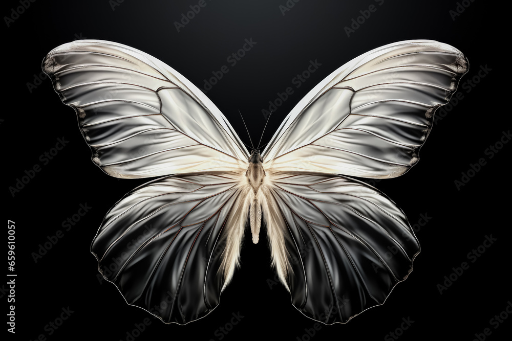Butterflys detailed wing structure X-ray image isolated on a gradient ...