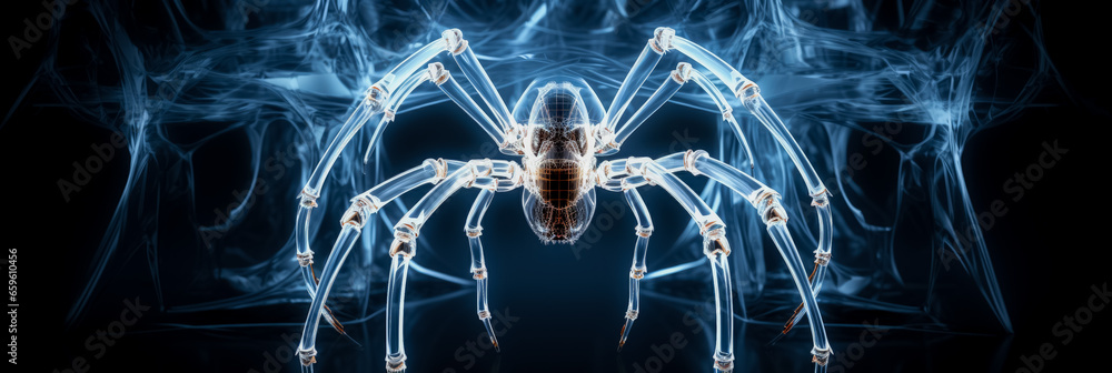 Spiders exoskeleton and leg structure X-ray background with empty space ...