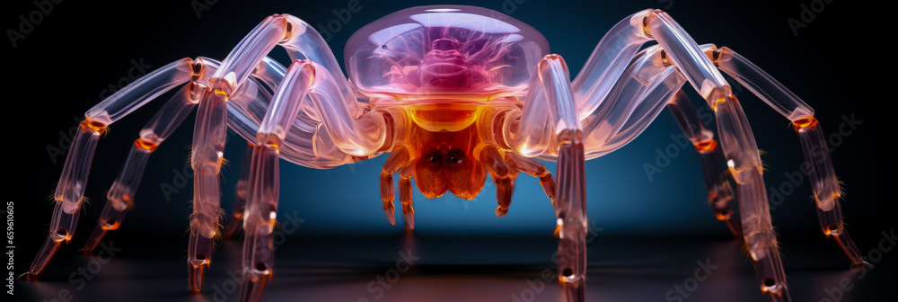 X-ray image of spiders exoskeleton and leg structure isolated on a ...