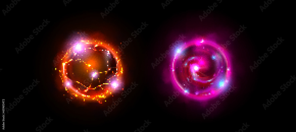 Magic energy power orb ball game with light glow effect icon. Fantasy ...