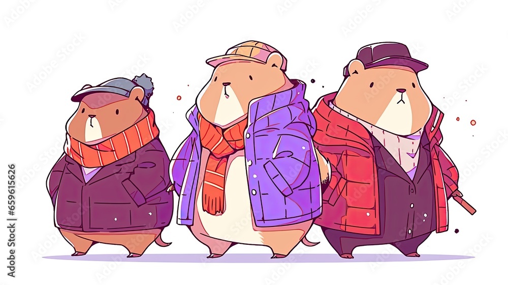 Cute cartoon capybara kawaii vector illustration. Flat cartoon style ...