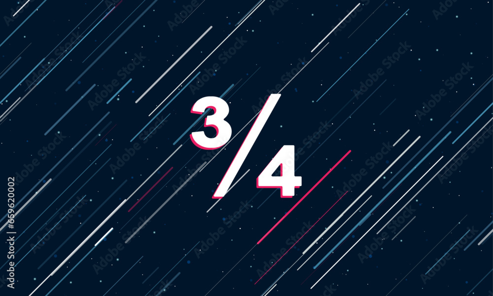 Large white three quarters symbol framed in red in the center. The ...