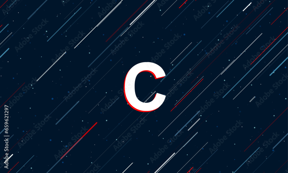 Large white capital letter C symbol framed in red in the center. The ...