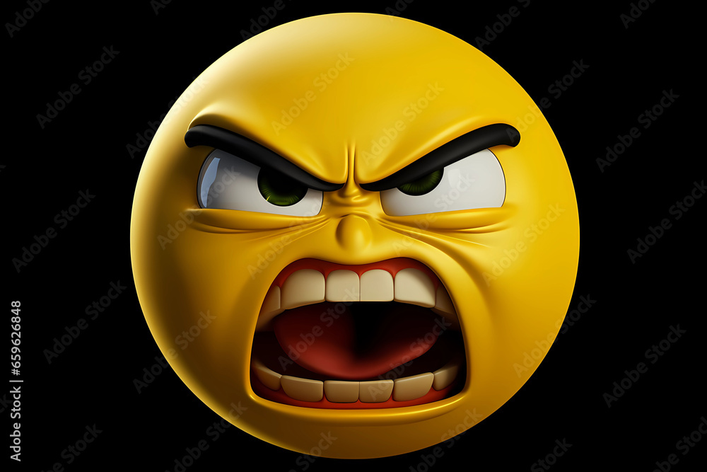 3D cartoon emoji donning a frustrated expression embodies a complex mix ...