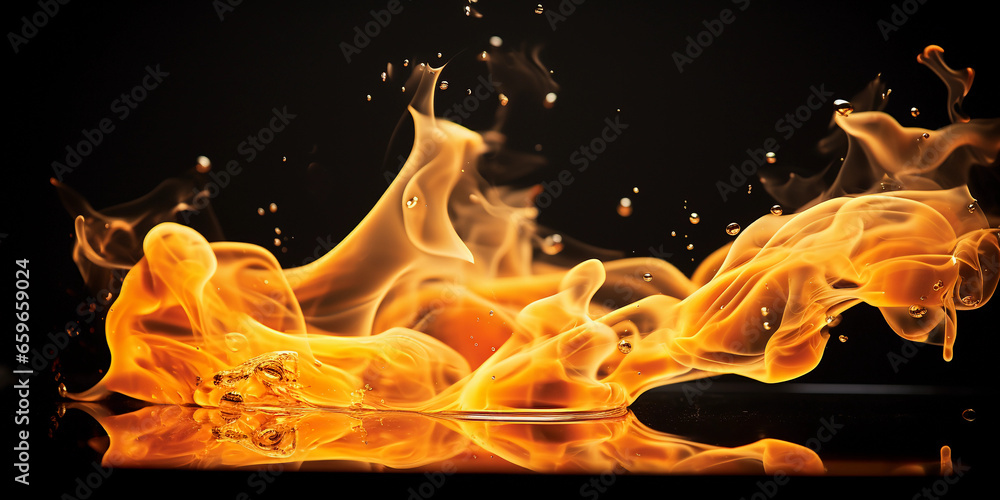 Vibrant sodium flame test, bright yellow - orange flame against a pitch ...