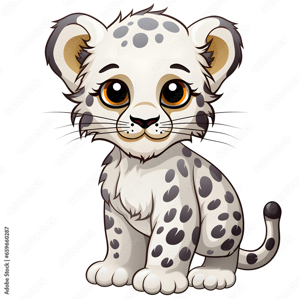 cartoon clipart of Snow Leopard, cartoon animal clipart, wildlife ...