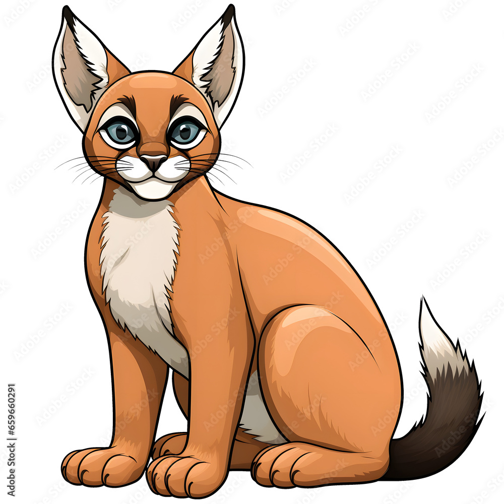 cartoon clipart of Caracal, cartoon animal clipart, wildlife clipart ...