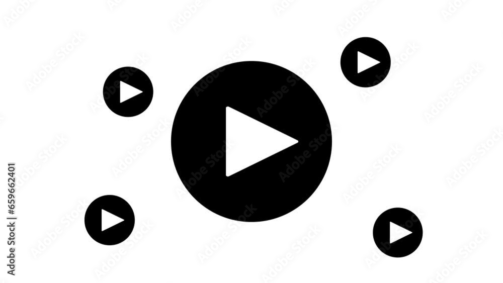 Zoom in and out animation the play symbol. Large black symbol in the ...