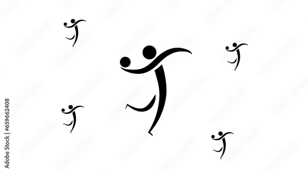 Zoom in and out animation the handball symbol. Large black symbol in ...