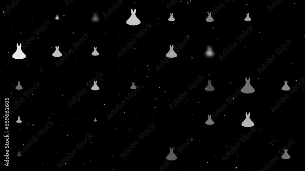 Template animation of evenly spaced flared dress symbols of different ...