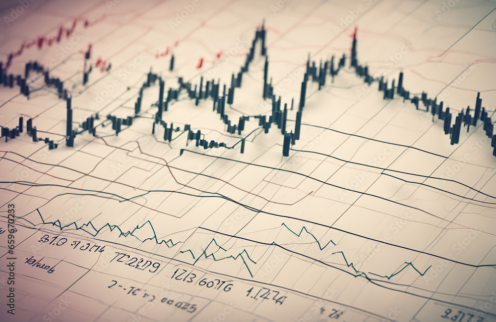 Closeup of stock market volatility of crypto trading financial chart ...