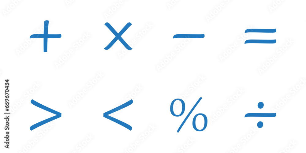 Basic math symbols for kids. Mathematical operations symbols. Plus ...