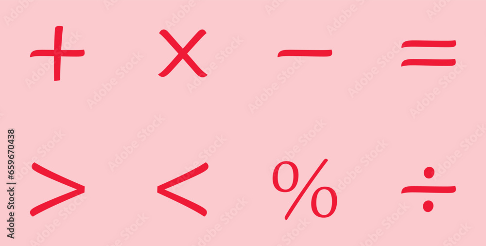 Basic math symbols for kids. Mathematical operations symbols. Plus ...