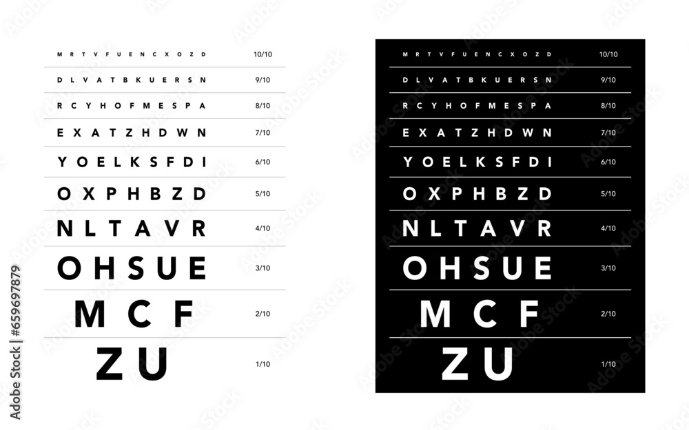 Monoyer chart Eye Test Chart medical illustration. line vector sketch ...