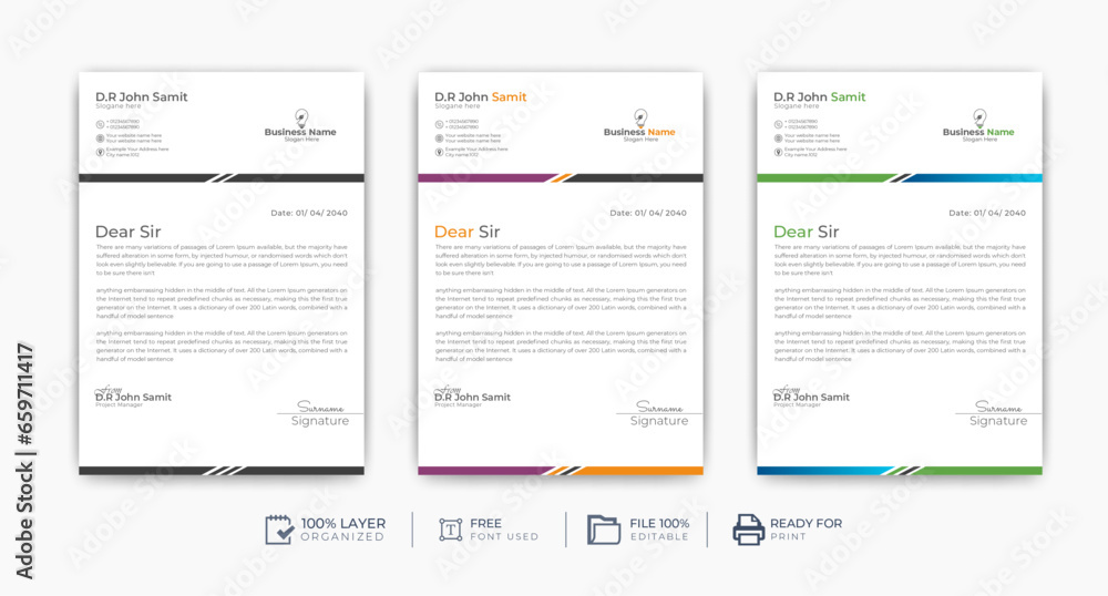 Corporate Letterhead Design Template. It’s made with Adobe Illustrator ...