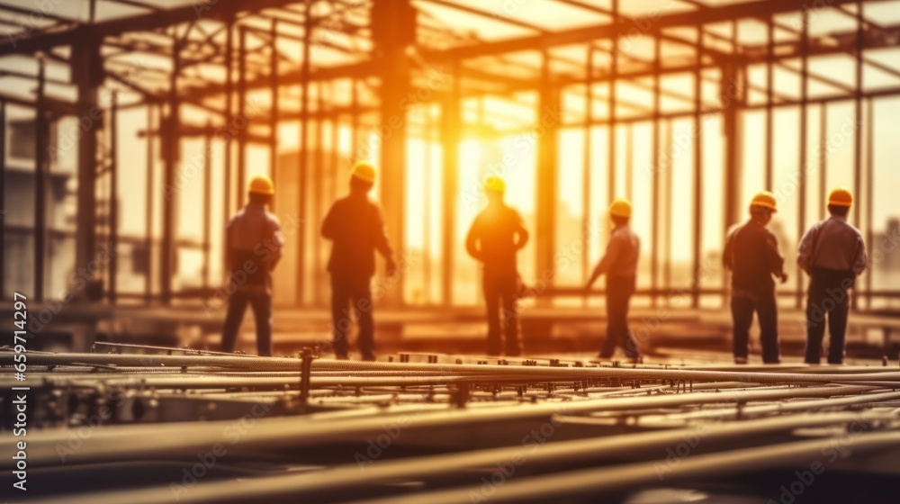 Construction Workers Building Framework Represent the Diligence and ...