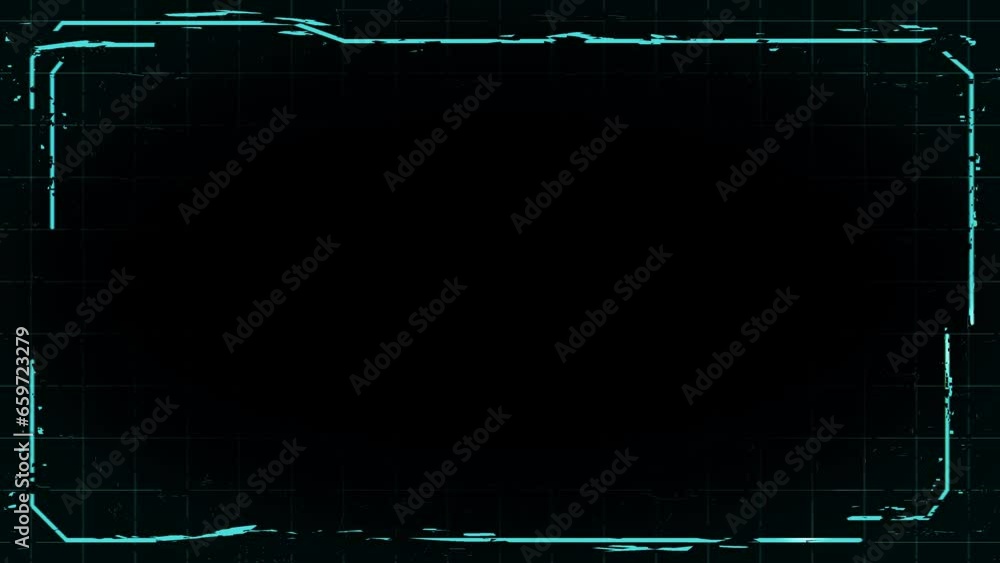 Futuristic HUD interface frame panel control with glitches, screen with ...
