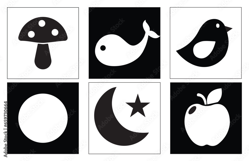 Infant Visual Stimulation Patterns, Black and white flash card with ...