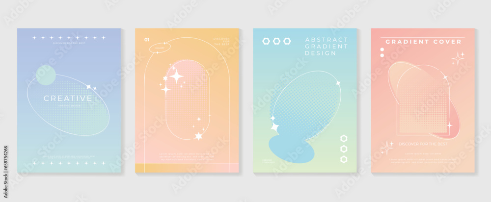 Idol lover posters set. Cute gradient holographic background vector ...