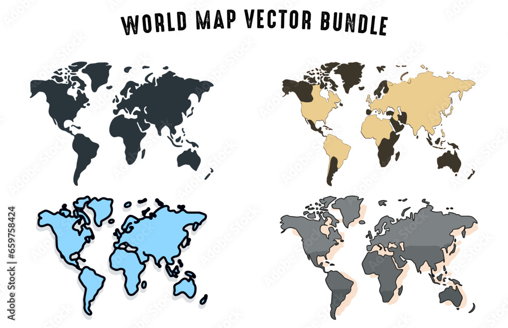 Vector World map with Divided Countries, Colored world map illustration ...
