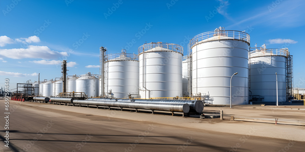 Bulk storage tanks at an oil refinery,Petrochemical Facility with Bulk ...