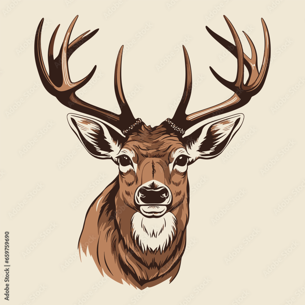 Deer head woodcut style vector illustration Stock Vector | Adobe Stock