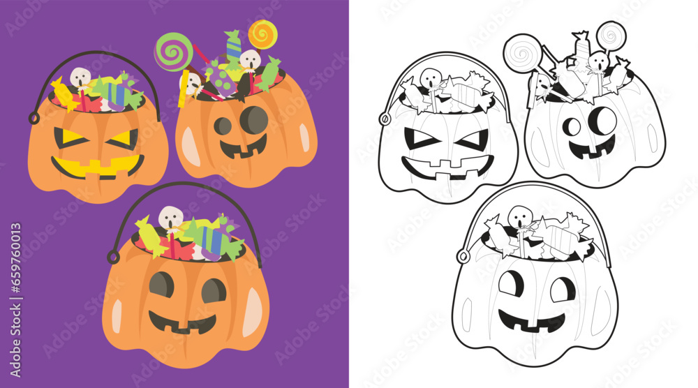 Coloring page Halloween treats. Educational printable coloring ...