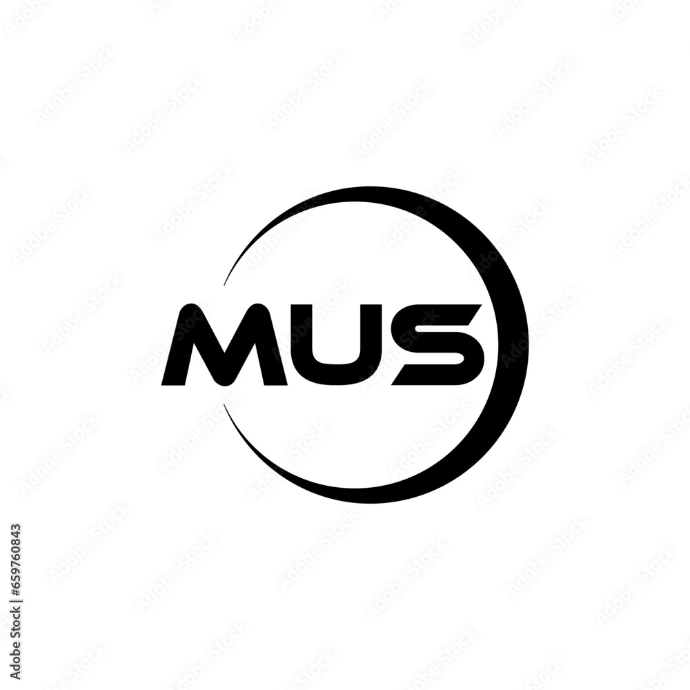 MUS letter logo design with white background in illustrator, cube logo ...