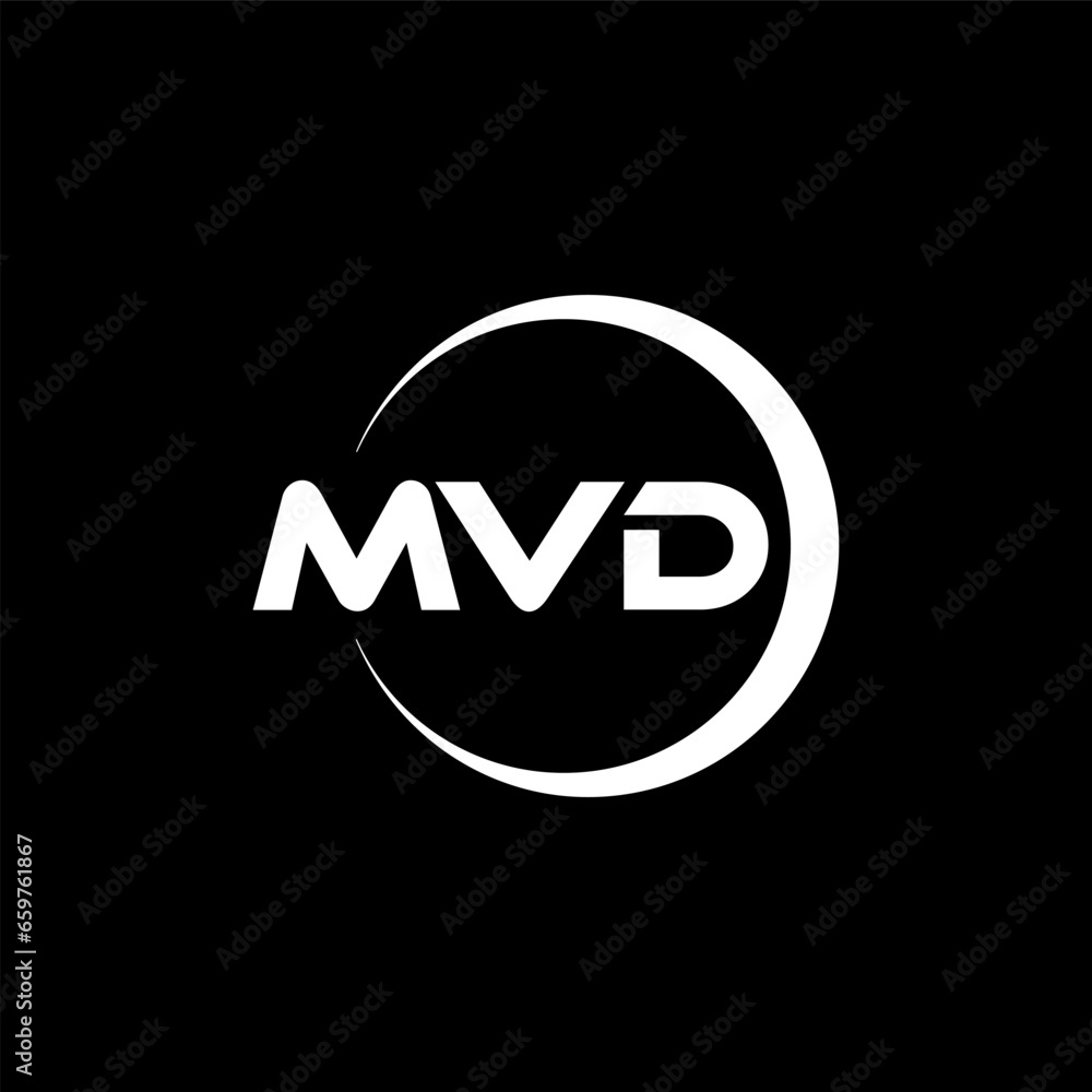 MVD letter logo design with black background in illustrator, cube logo ...
